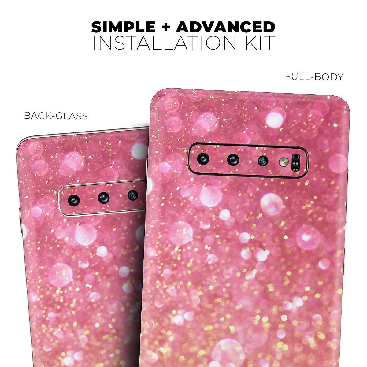 DesignSkinz Glowing Pink and Gold Orbs of Light Protective Vinyl Decal Wrap Skin Cover Compatible with The Samsung Galaxy S20 (Screen Trim & Back Glass Skin)