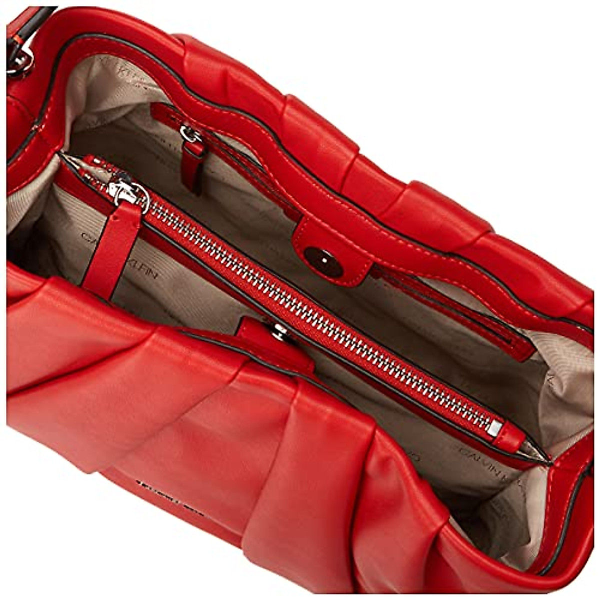 Calvin Klein Myla Novelty Large Hobo Shoulder Bag, Crimson