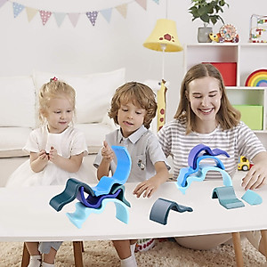 Lewo Wooden Rainbow Stacker Stacking Game Nesting Puzzle Blocks Montessori Educational Toy for Kids Baby Toddlers