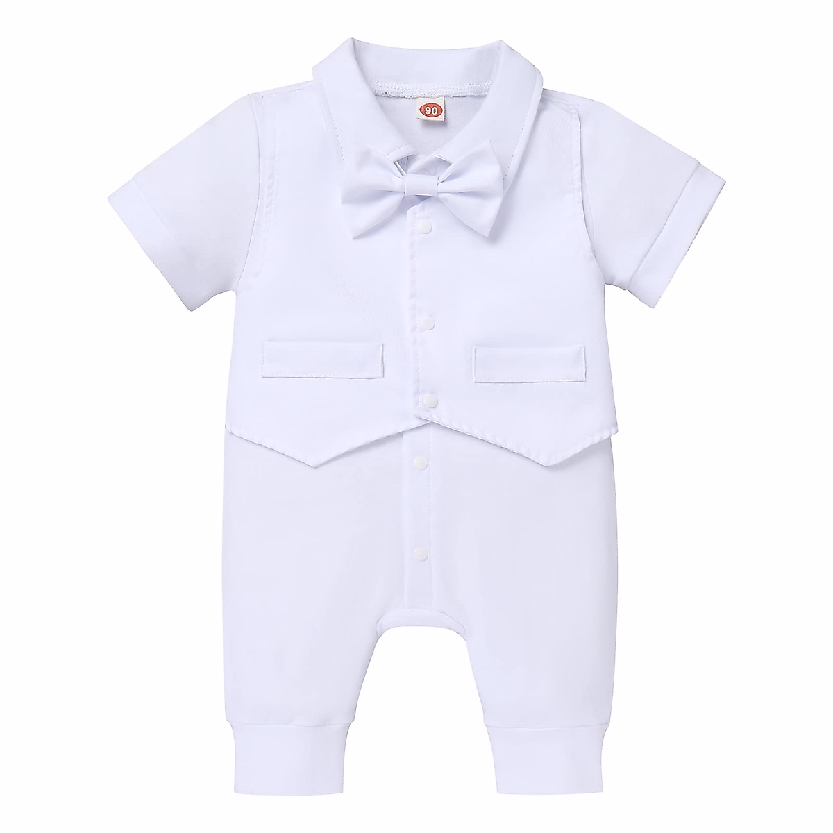 Summer Baptism Outfits for Boys Baby Boy Gentleman Suit Christening Outfit Dedication White Dress Shirt Romper Bowtie Infant Baptismal Outfit Easter Wedding Tuxedo Formal Suit All White 3-6 Months