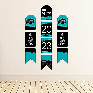 Big Dot of Happiness Teal Grad - Best is Yet to Come - Hanging Vertical Paper Door Banners - 2023 Turquoise Graduation Party Wall Decoration Kit - Indoor Door Decor