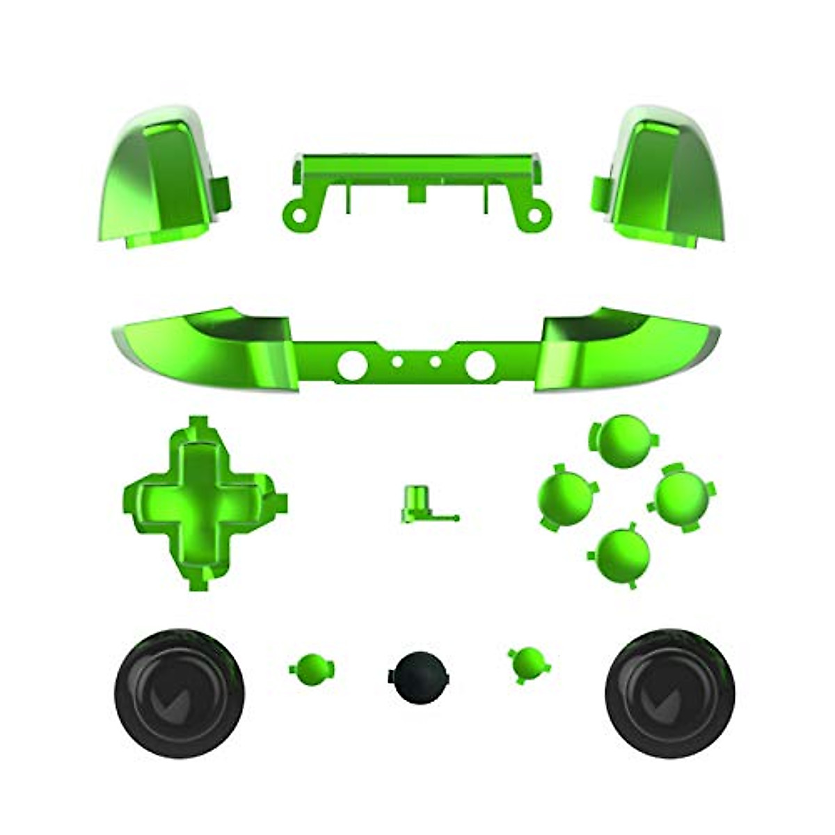 WPS Chrome Color ABXY Dpad Triggers Full Buttons Set Mod Kits for Newest Xbox One Slim/Xbox one S Controller with Screwdriver (Torx T6 T8) Set (Chrome Green)