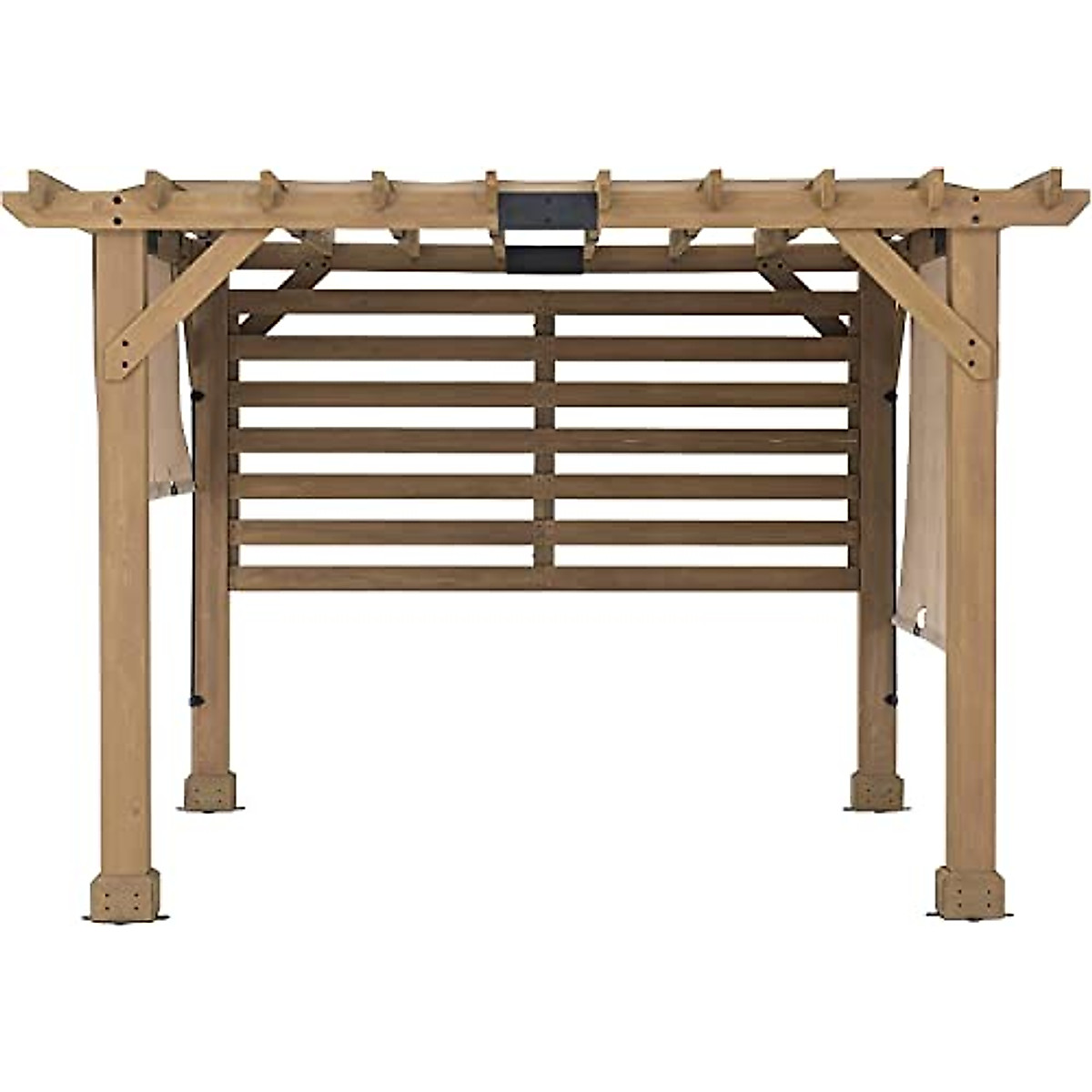 Sunjoy Cedar Pergola 10 x 11 ft. Wooden Hot Tub Pergola with Adjustable Canopy and Privacy Screen by SummerCove
