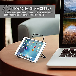 MoKo Foldable Tablet Stand, Adjustable Portable Metal Holder Cradle for 9-12.9" Tablets, Compatible with iPad Pro 11/12.9 2022, iPhone 14/14 Plus/14 Pro Max,Fit with Steam Deck, Black