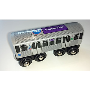 MUNI PALS Munipals Chicago Transit Authority Wooden Railway Purple Line–Child Safe and Tested Wood Toy Train