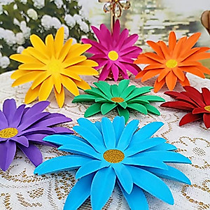 Mybbshower Rainbow Paper Daisy Flower for Tea Party Garden Party Decor Wedding Photo Backdrop Birthday Nursery Wall Sunflowers 8 inch
