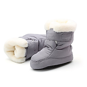 Kuner Newborn Baby Boys and Girls Waterproof Winter Warm Snow Boots Crib Shoes (13cm(6-12Months),Grey)