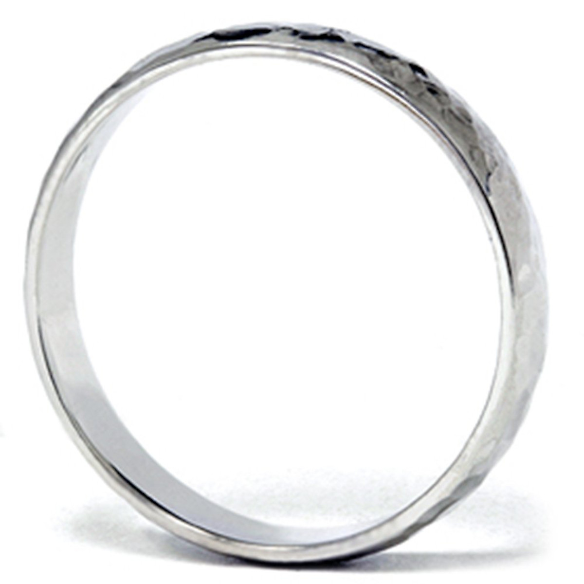 P3 POMPEII3 14K White Gold 4mm Hammered Wedding Band Ring New - Size 8