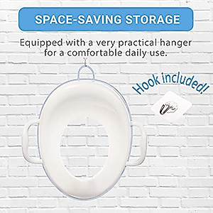 BISOO Potty Training Toilet Seat - Children WC Adapter - Baby Toilet Reducer - Safe and Comfortable - Compact and Portable Size - Includes Hanging Hook (Blue)