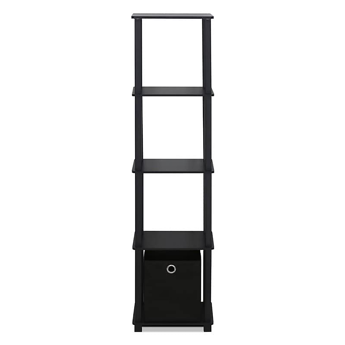 FURINNO Decorative Shelf With Bin, Black
