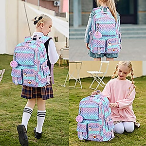 KIDNUO Girls Backpack,15.6 Inch Laptop School Bag Large Primary Elementary Middle College Bookbags Kids Backpacks for Teens Girls Women Students Anti Theft Travel Daypack (Purple)