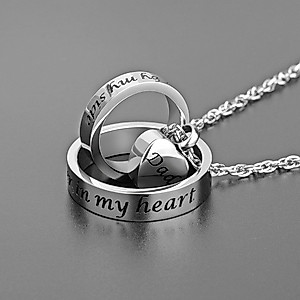 XIUDA Urn Necklace for Ashes No Longer by My Side, Forever in My Heart Carved Locket Cremated Ashes Necklace