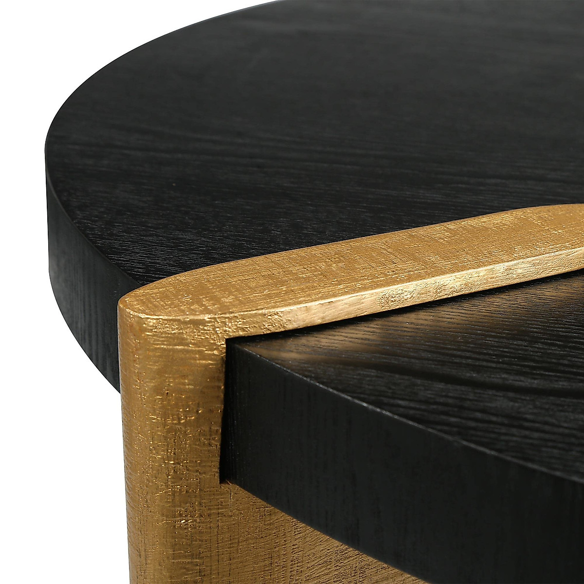 Uolfin Nesting Tables with Wood Veneer Top and Gold Painted Legs