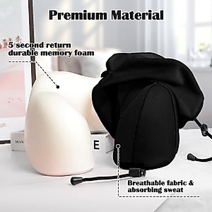 Travel Pillow 100% Pure Memory Foam Neck Pillow, Breathable & Machine Washable Cover, Neck Support Pillow with 3D Contoured Eye Mask, Earplugs & Portable Bag for Airplane Travel (Black)