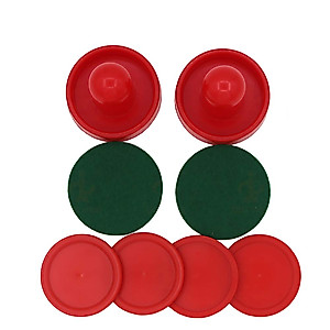 ccHuDE 2 Pcs Red Air Hockey Pushers and Air Hockey Pucks Great Goal Handles Paddles Replacement Accessories for Game Tables