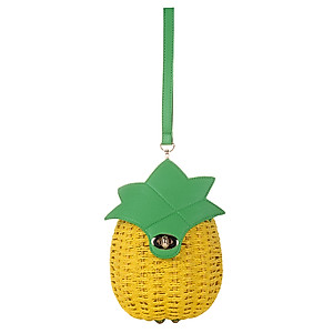 QZUnique Women's Straw Pineapple Shape Bag Cute Pineapple Cross body Small Handbag Purse