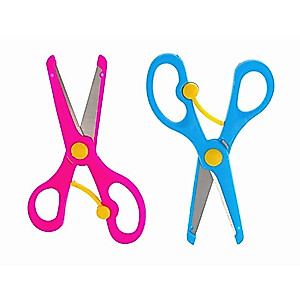 Kinteshun Children Scissors,Kids’ Artwork Blunt Tip Anti-Pinch Shears Students Cutter Scissors for DIY Handcraft Projects(5pcs)