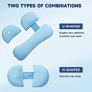 napz Pregnancy Pillows, Maternity Pillow Support for Backs, Hips, Legs, Belly, Pregnancy Must Haves, Soft Body Pillow for Pregnant Women and Baby with Detachable and Adjustable Pillow Cover (Blue)