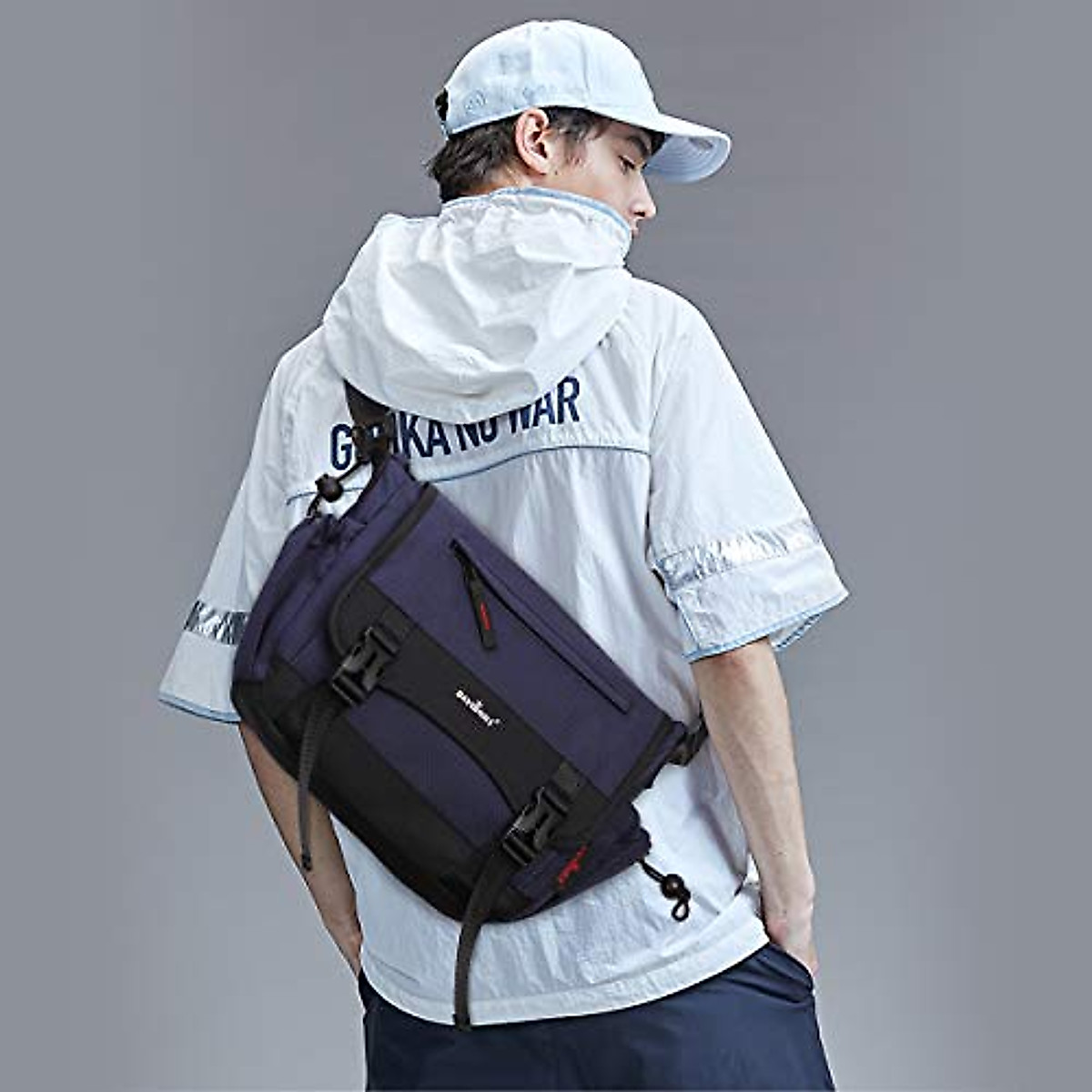 Messenger Bag for Men Women, Classic Crossbody Bookbag, Lightweight Nylon Travel Shoulder Bag