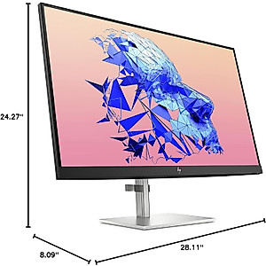 HP U32 4K HDR Desktop Monitor 31.5 Inch IPS 60Hz, 400 Nits, VESA Mountable, Adjustable Stand, Low Blue Light, Anti-glare, Tilt, Swivel Adjustment, Pivot Rotation for Computer Laptop Display (Renewed)
