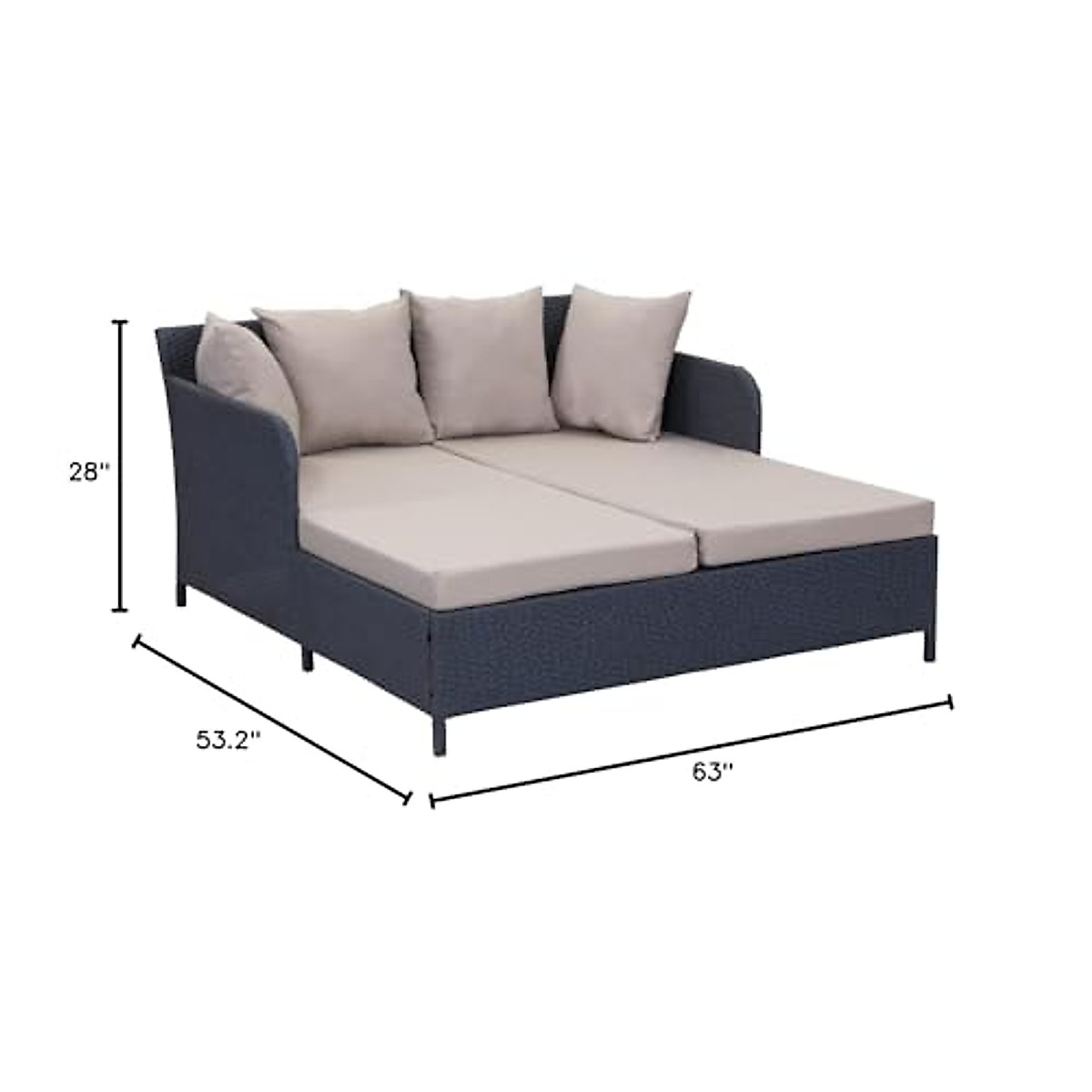 SAFAVIEH Outdoor Collection August Titanium & Sand Daybed