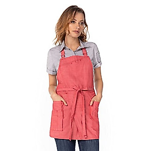 Chef Works Unisex Medford Short Bib Apron, Coral, One Size