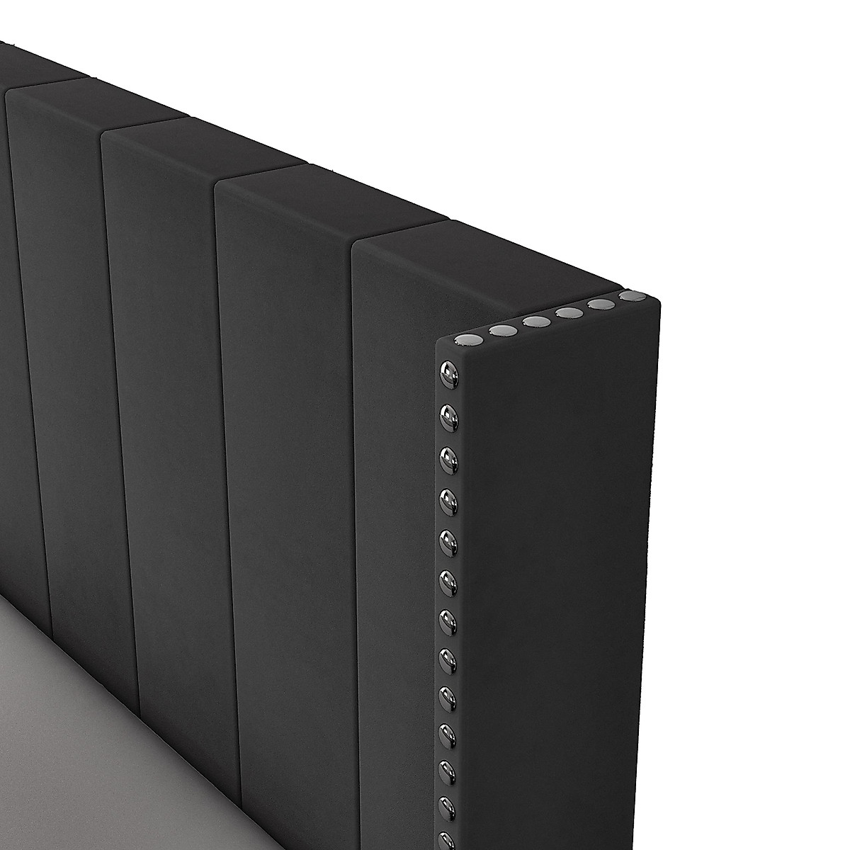 FANYHOM Queen Size Tufted Upholstered Bed Frame Low Profile Velvet Bed Frame Platform with Raised Wingback Headboard/No Box Spring Required/Wood Slat Support/Black