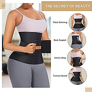 FeelinGirl Waist Trainer for Women Seamless Underbust Waist Corsets Cincher Adjustable Workout Girdle Segmented Hourglass Body Shaper Black L