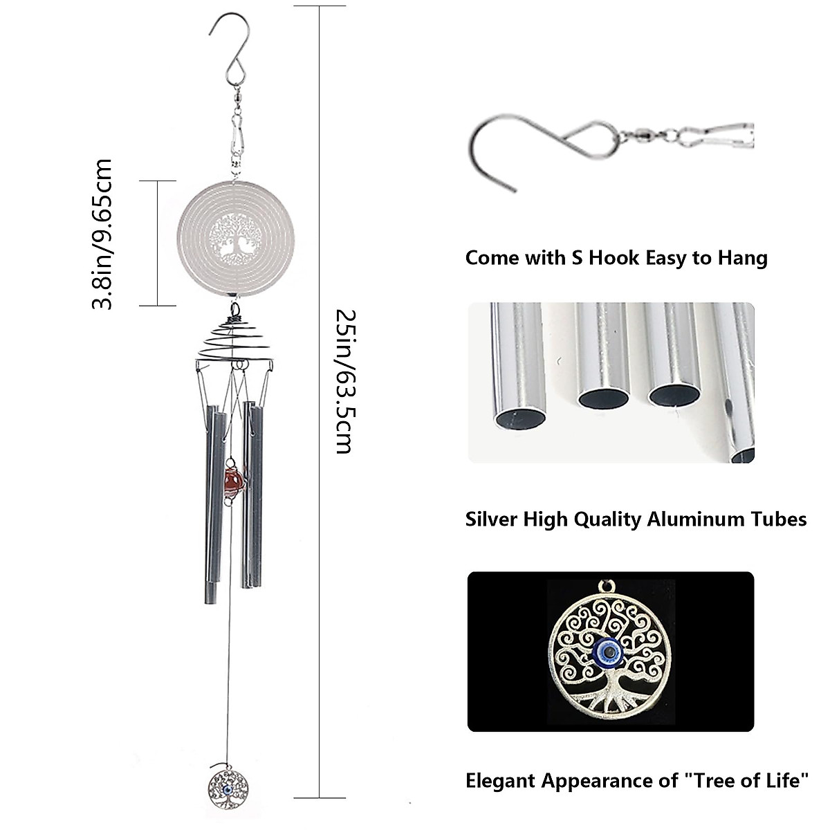 Retirement Gifts for Women Men,Retirement Wind Chime with Tree of Life Wind Spinner - Happy Retirement Gifts for Teacher,Nurse,Retired Boss,Coworker