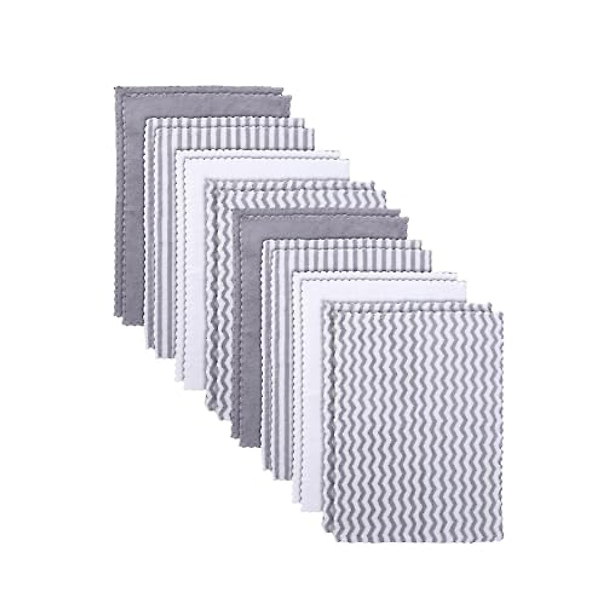 16 Pack Super Soft Baby Burp Cloths, Baby Washcloths, Ultra Absorbent Large Newborn Burping Cloth for Boy and Girl, Milk Spit Up Rags, Unisex for Baby Sensitive Skin, Grey and White, 16 x 12 Inch