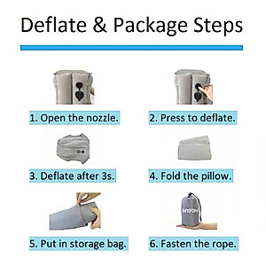 Inflatable Travel Pillow, Inflatable Neck Air Pillow for Sleeping, Support Head, Chin, Neck and Lumbar, Avoid Neck and Shoulder Pain, Comfortable for Airplane, Car, Bus, Train and Office Napping