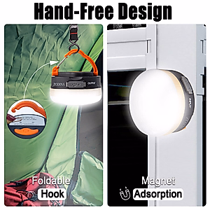 ZCOINS 2 Pack Camping Lights Lanterns, USB Rechargeable LED Tent Light with Magnetic Base, 4 Modes with Hook, Portable Waterproof Outdoor Camping Lantern for Hiking, Fishing, Emergency