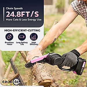 NaTiddy Mini Chainsaw,6 Inch Battery Powered Brushless Cordless Mini Chainsaw With 2 x 2000mAh Rechargeable Battery,Portable One-Handed Handheld Small Electric Chainsaw for Tree Trimming Wood Cutting