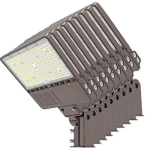 9 Pack 480V 150W LED Parking Lot Light,UL DLC Listed Commercial 22500LM LED Shoebox Pole Lights Slip Fit Mount Flood Lights 5000K IP65 Outdoor Area Sport Court Street Road Lighting AC 277-480V