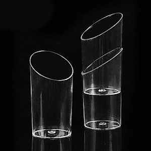 Plastic Dessert Cups with Spoons,Mini Disposable Appetizer Cups Clear Square Slanted Parfait Cups for Party - Set of 24 (2.5oz round slanted dessert cups)