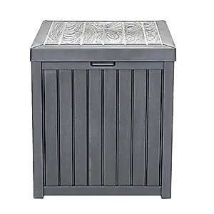 UDeuxff Garden Storage Box,Resin Deck,Indoor and Outdoor Garden Plastic Storage Deck Box Chest Tools Cushions Toys Seat for Patio Cushions and Gardening Tools,Waterproof (Grey,51 Gal)