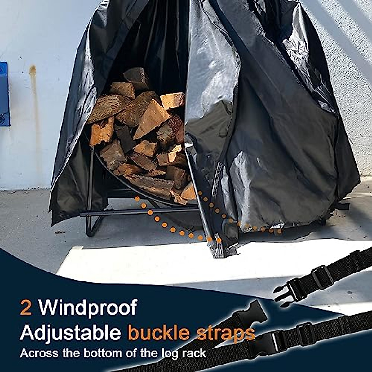 IC ICLOVER Firewood Log Hoop Cover, 40 Inch Outdoor 600D Heavy Duty Waterproof and Weather Resistant Round Log Rack Cover, with Full Length Zipper, Wood Ring Storage Holder Cover