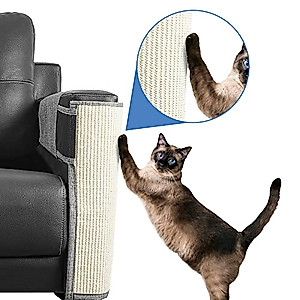 Cat Scratcher Furniture Protector Set of 2, Cat Scratch Mat Sofa Protection with Natural Sisal for Furniture Couch Chair Sofa Cat Care Pad (Dark Gray)