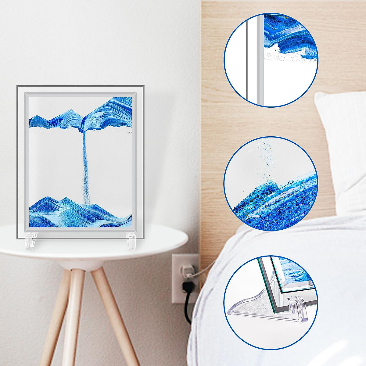 NIUCOO Sand Art Liquid Motion, Moving Sand Art Picture 3D Sea Sandscape, Flowing Sand Frame Adult Kid Large Desktop Art Toys (large)