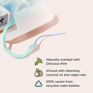 Cocofloss CocoPlush Threaders, Dental Floss for Implants, Bridges, and Braces, Mint, Waxed, Dentist-Designed Oral Care with Coconut Oil, 30 Per Pack