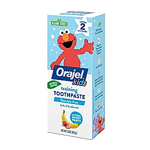 Orajel Kids Elmo Training Toothpaste Fluoride-Free; #1 Pediatrician Recommended Fluoride-Free Toothpaste*, 1.5oz Tube