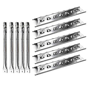 Hongso Replacement Repair Kit for Master Forge 3218LT, 3218LTN, L3218, 5 Burner Gas BBQ Grill SS Burners and Heat Plates (SPE181-5 SBE601-5)