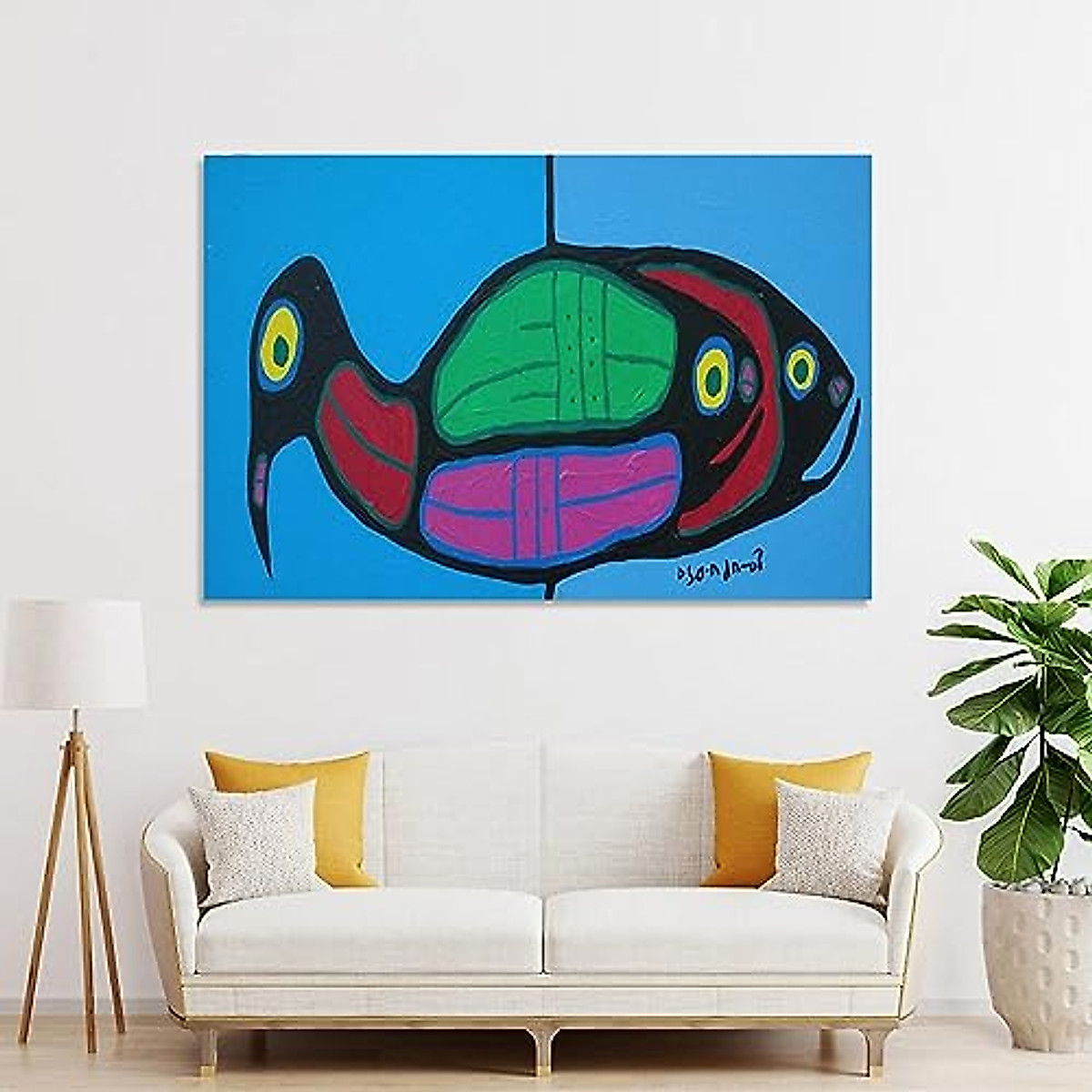Norval Morrisseau Prints Loon, Fish Worlds Poster Art Poster Canvas Painting Decor Wall Print Photo Gifts Home Modern Decorative Posters Framed/Unframed 08x12inch(20x30cm)