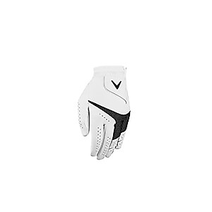 Callaway Golf Weather Spann Premium Synthetic Golf Glove (White, Single, Standard, Medium-Large, Worn on Left Hand)