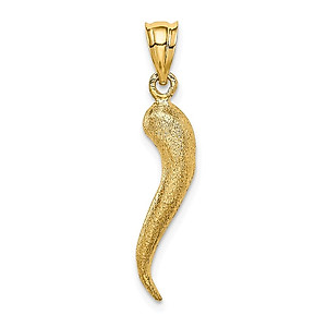 Diamond2Deal Gift for Mothers Day 14k Yellow Gold Brushed 3D Italian Horn Pendant