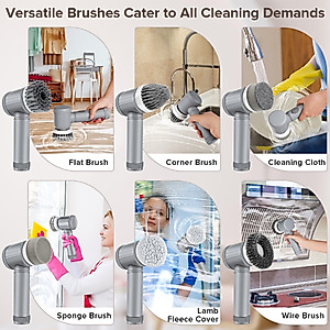 LEKISHE Electric Spin Scrubber 2024 New Electric Scrubber for Bathroom with 6 Replaceable Heads,Handheld Spin Scrubber,Power Shower Scrubber for Cleaning Shower,Floor,Grout,Tub