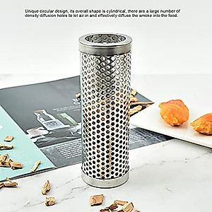 Smoke Tube for Grill Smoker Box Cylindrical Detachable Large Capacity Fruit Wood BBQ Pellet Smoker Tube for Outdoor Camping smoke tube for pellet smoker(15.3CM)