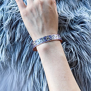 FRONT LINE JEWELRY Women's Flower Bracelets Cuff Open Flower Cuff Daisy Flower on a Sleek Purple Copper Cuff Nature Jewelry