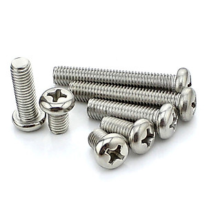 #0-80,#0-90 Phillips Pan Head Machine Screws Assortment Kit,10 Size (300 Piece),304 Stainless Steel,Full Thread