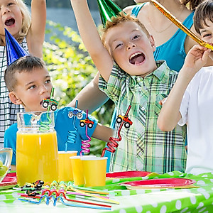 24 Pcs Truck Themed Straws 6 Styles Crazy Straws Reusable Colorful Twisty Plastic Drinking Straws Truck Birthday Party Race Car Party Supplies Baby Shower Favors for Kids Boys